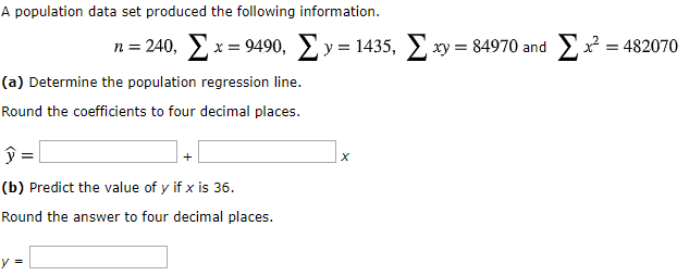 Solved A population data set produced the following | Chegg.com