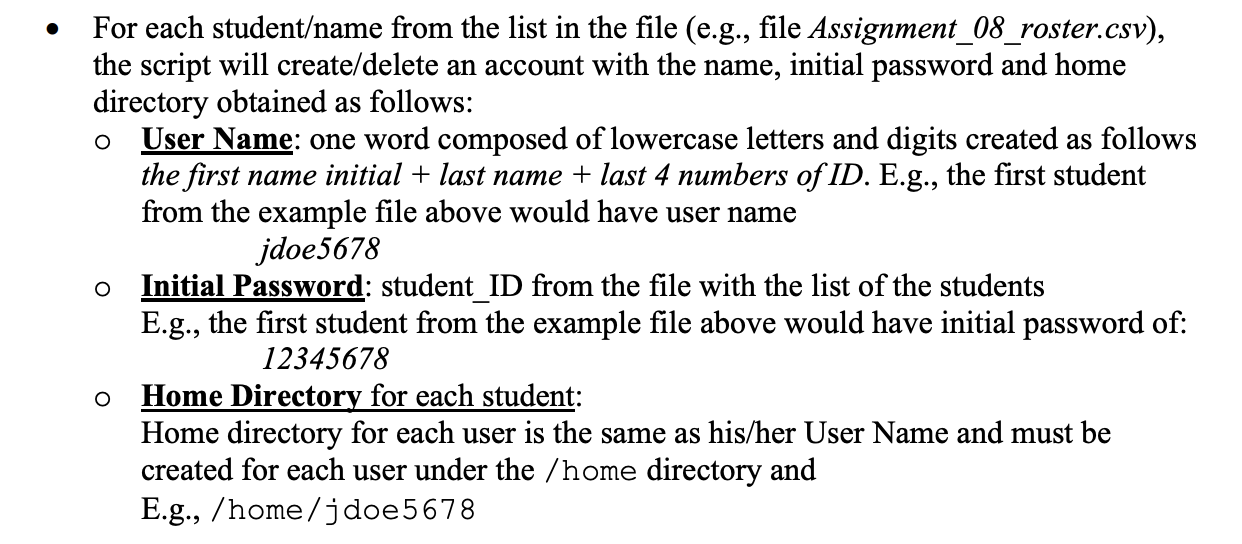 Solved For each student/name from the list in the file | Chegg.com