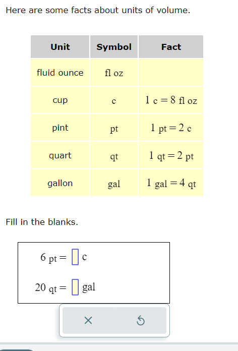 Solved Here are some facts about units of volume. Fill in | Chegg.com