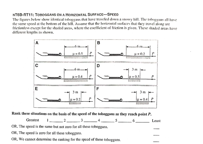 Solved NT6B-RT11: TOBOGGANS ON A HORIzONTAL SURFACE-SPEED | Chegg.com