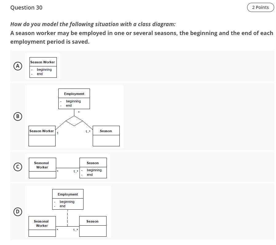 Solved Question 30 2 Points How do you model the following | Chegg.com
