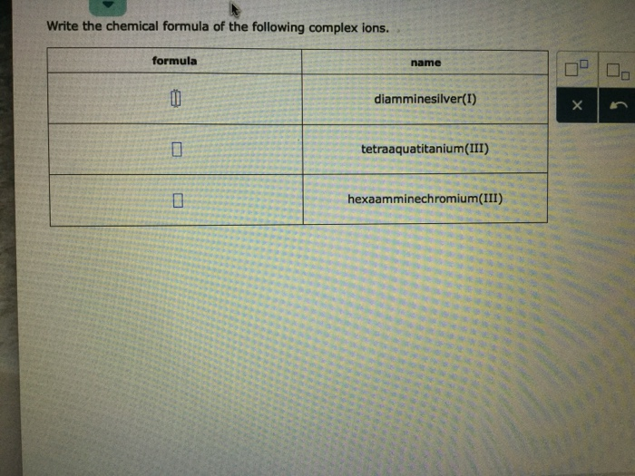 Solved Write the chemical formula of the following complex | Chegg.com