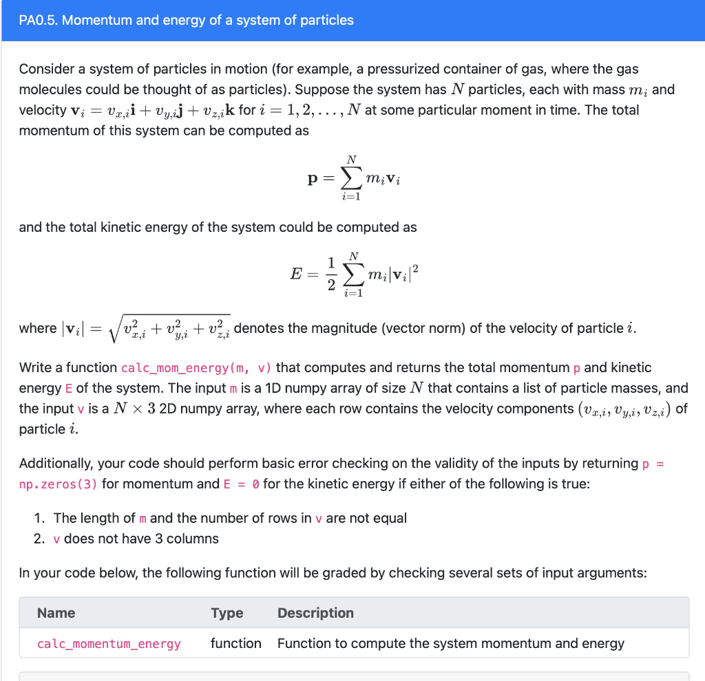Solved PA0.5. Momentum and energy of a system of particles | Chegg.com