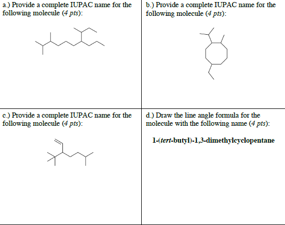 Solved a.) Provide a complete IUPAC name for theb.) Provide | Chegg.com