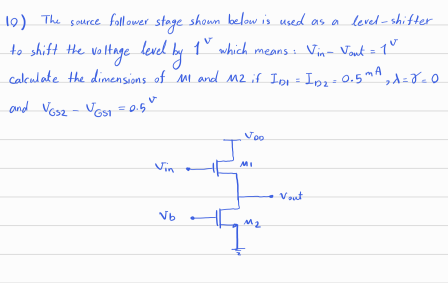 Solved The source follower stage shown below is used as a | Chegg.com
