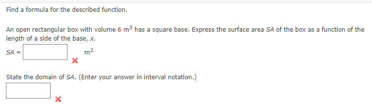Solved Find a formula for the described function. An open | Chegg.com