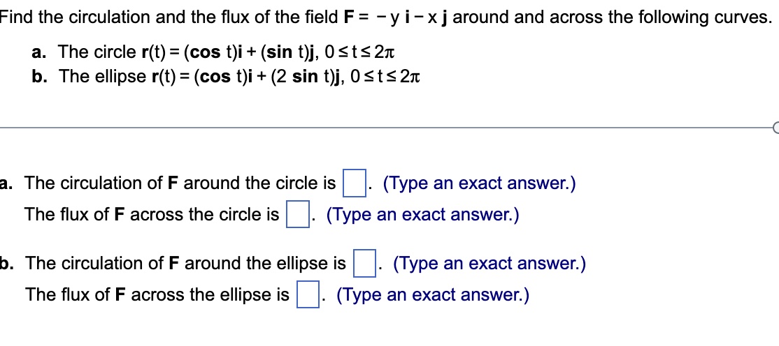 Solved Find the circulation and the flux of the field | Chegg.com