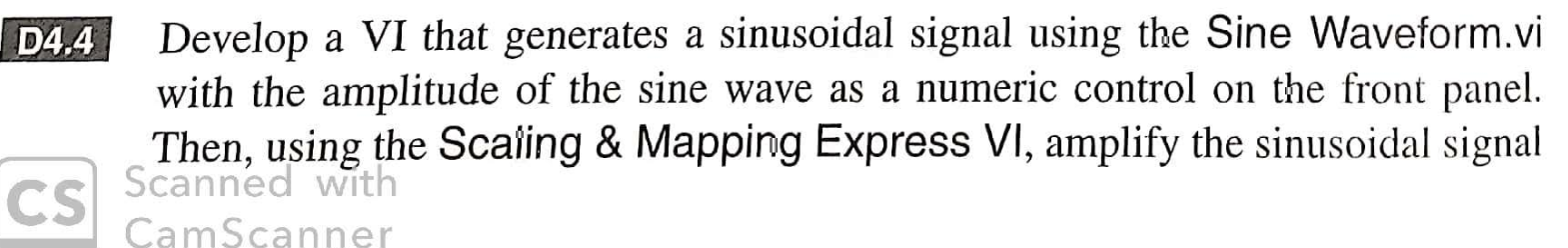 D4.4 Develop a VI that generates a sinusoidal signal | Chegg.com