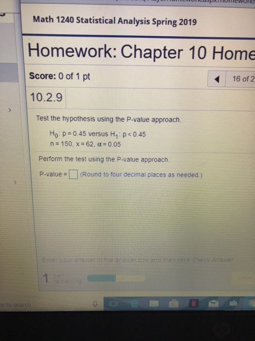 Solved Math 1240 Statistical Analysis Spring 2019 Homework: | Chegg.com