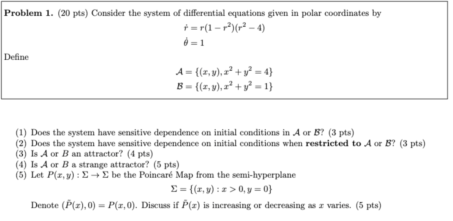 Solved Problem 1. (20 pts) Consider the system of | Chegg.com