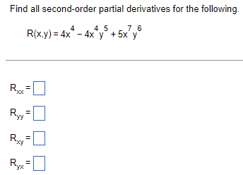 Solved Find all second-order partial derivatives for the | Chegg.com