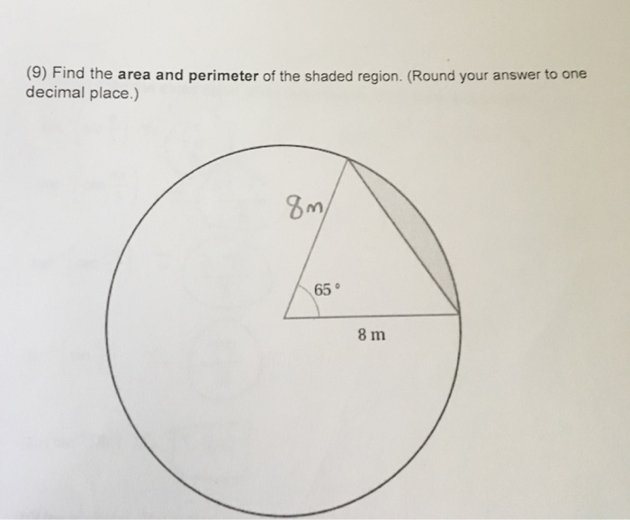 Solved Find the area and perimeter of the shaded region. | Chegg.com