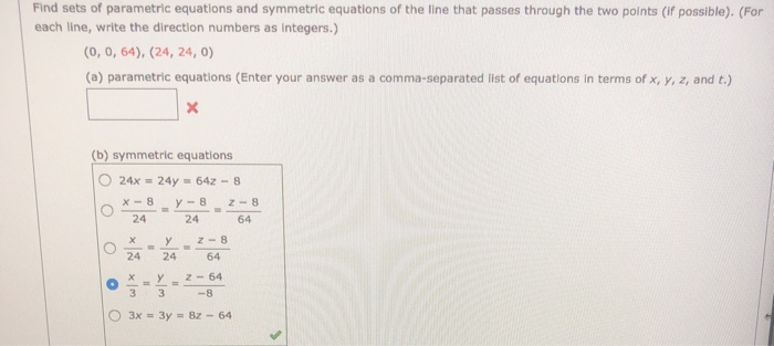 Solved Find Sets Of Parametric Equations And Symmetric