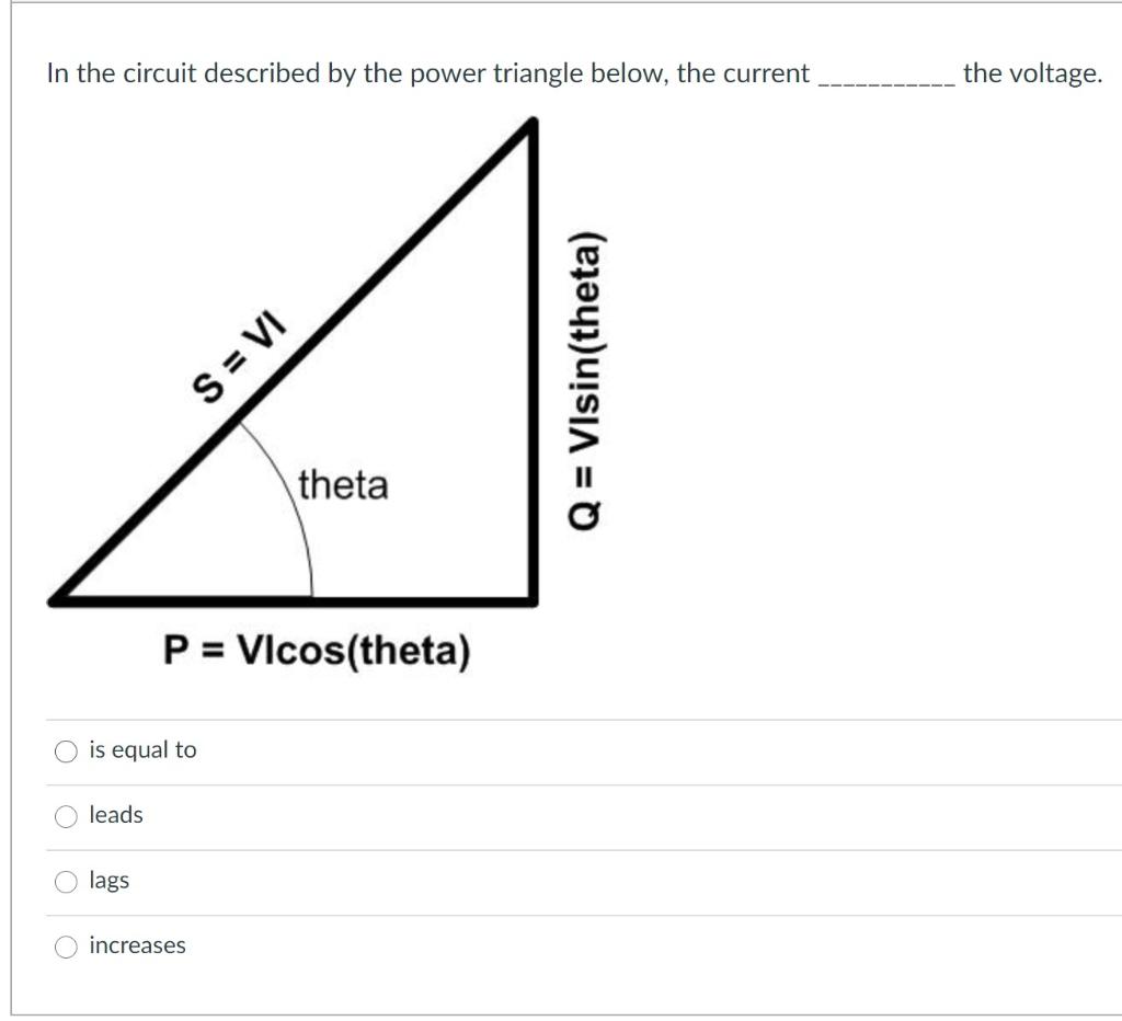 Solved In the circuit described by the power triangle below, | Chegg.com