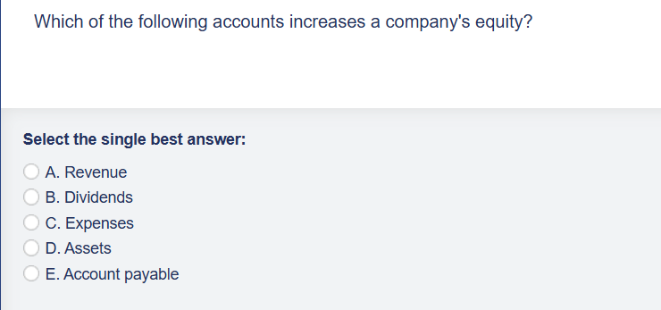 Solved Which of the following accounts increases a company's | Chegg.com