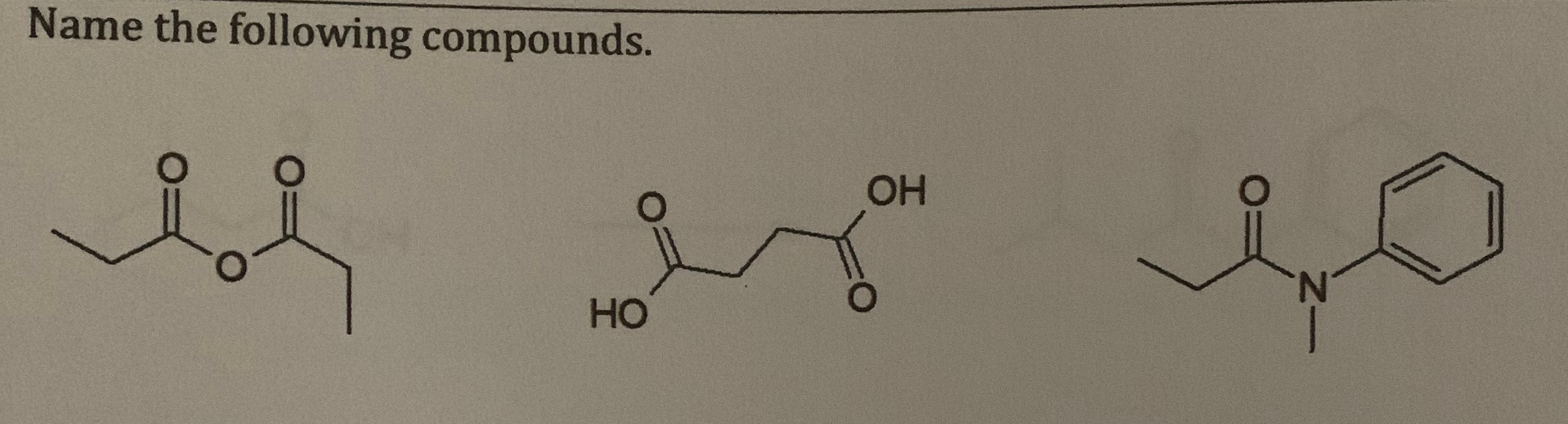 Solved Name the following compounds. See you to | Chegg.com