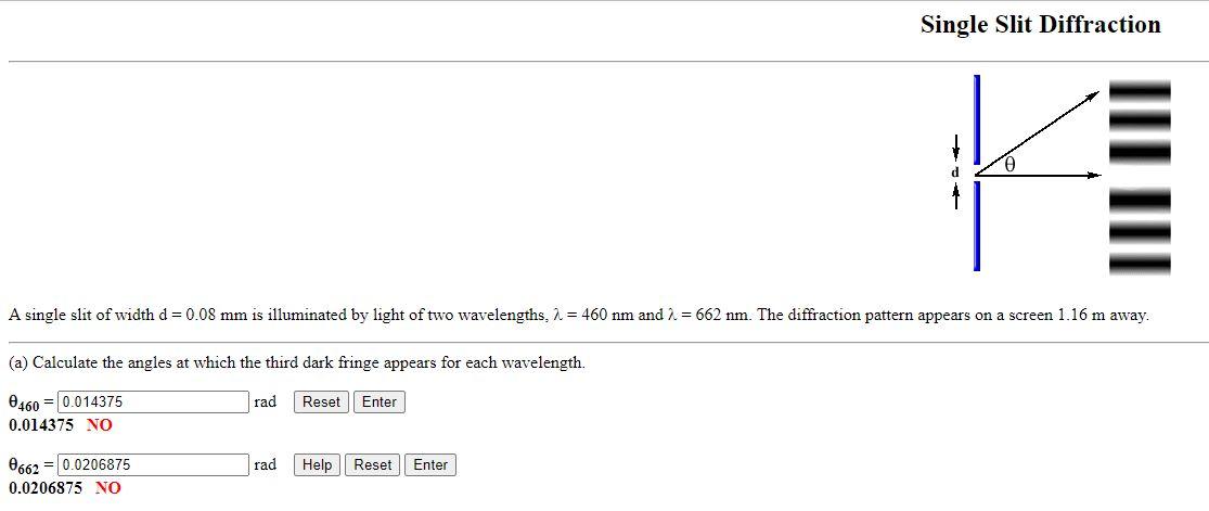 Solved Single Slit Diffraction A single slit of width d=0.08 | Chegg.com