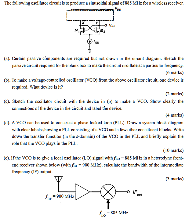 Solved The following oscillator circuit is to produce a | Chegg.com