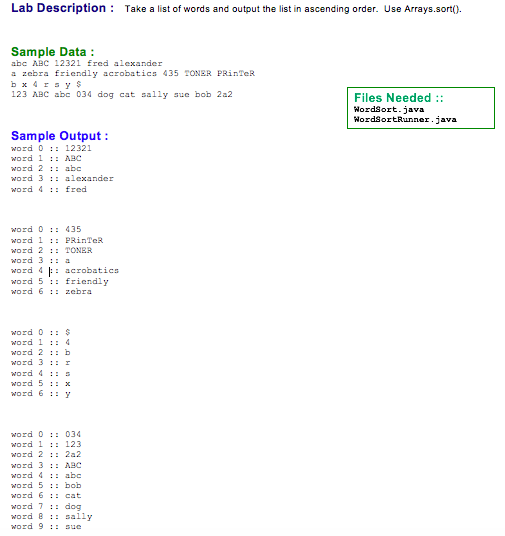 (Solved) : Lab Description Take List Words Output List Ascending Order ... (Solved) : Lab Description Take List Words Output List Ascending Order ...