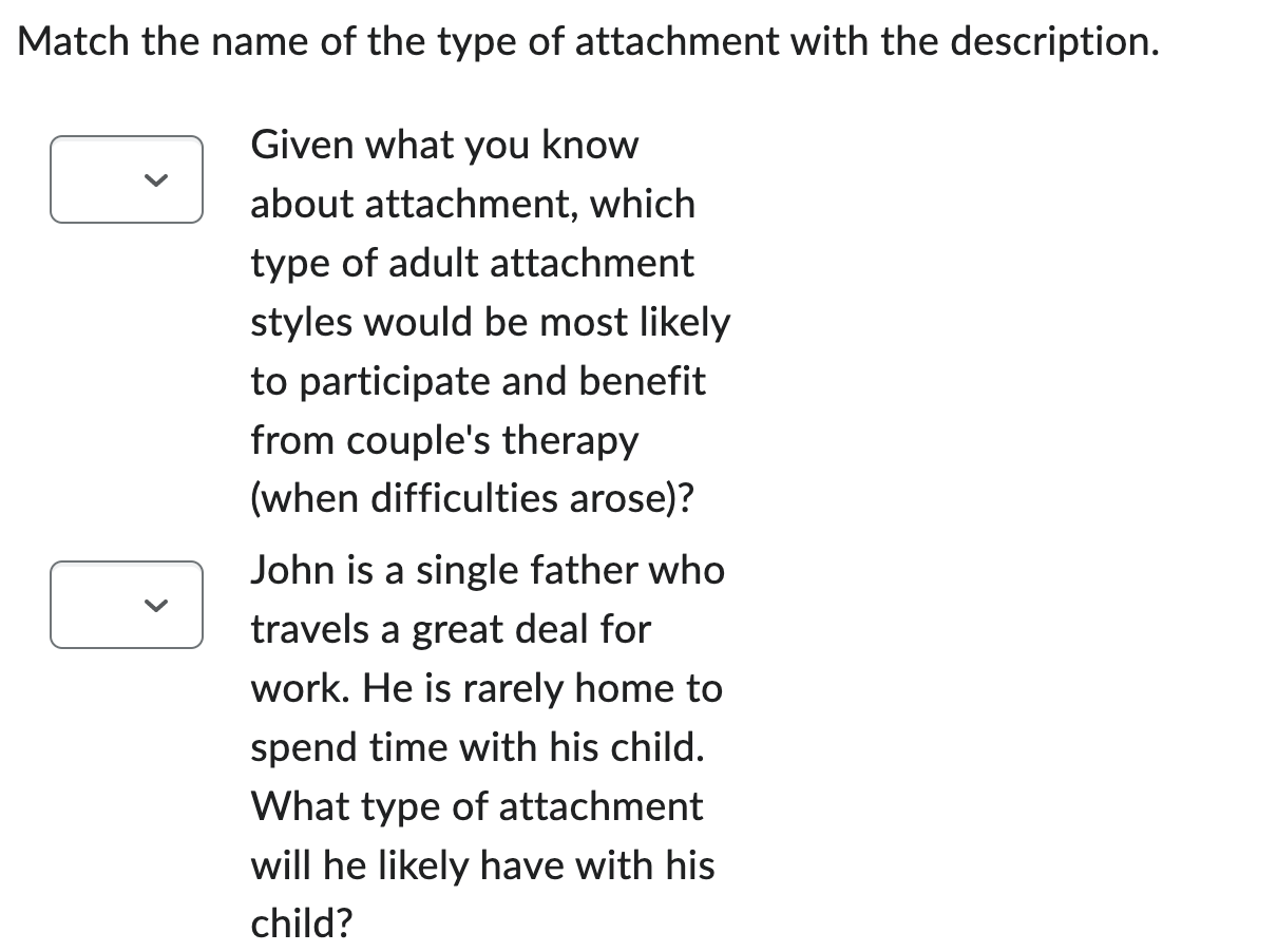 Solved Match the name of the type of attachment with the | Chegg.com