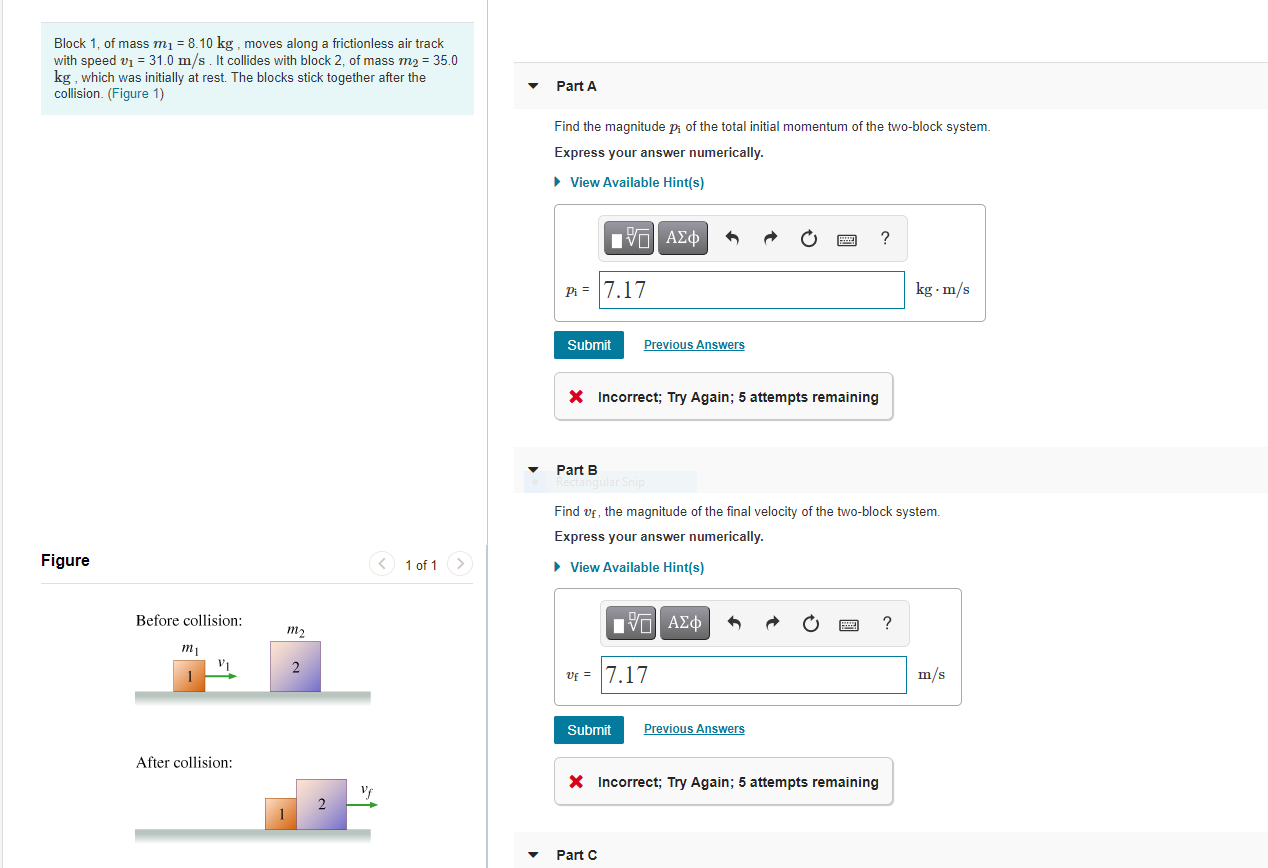 Solved Block 1, of mass m1 = 8.10 kg , moves along a | Chegg.com