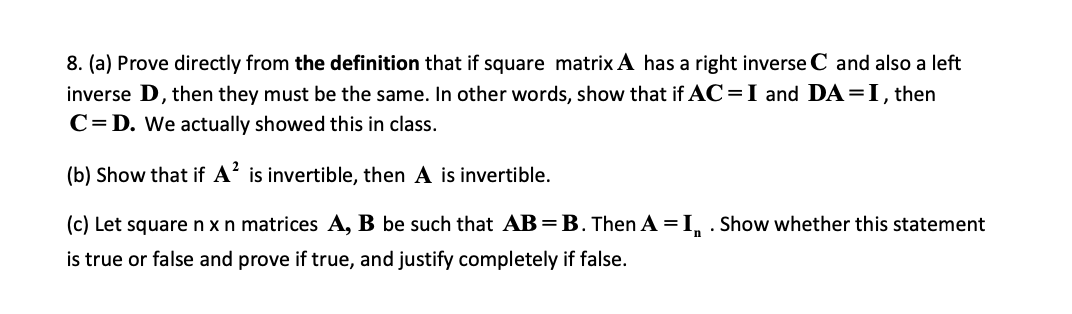 Solved (a) ﻿Prove directly from the definition that if | Chegg.com