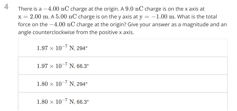 Solved There is a −4.00nC charge at the origin. A 9.0nC | Chegg.com