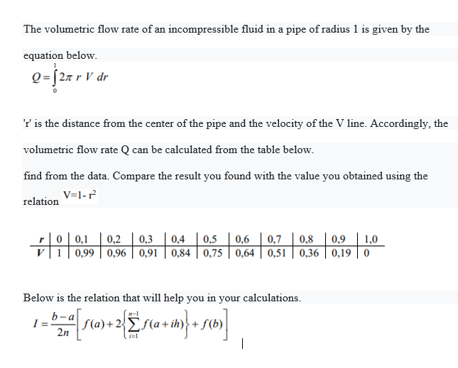 Solved The volumetric flow rate of an incompressible fluid | Chegg.com