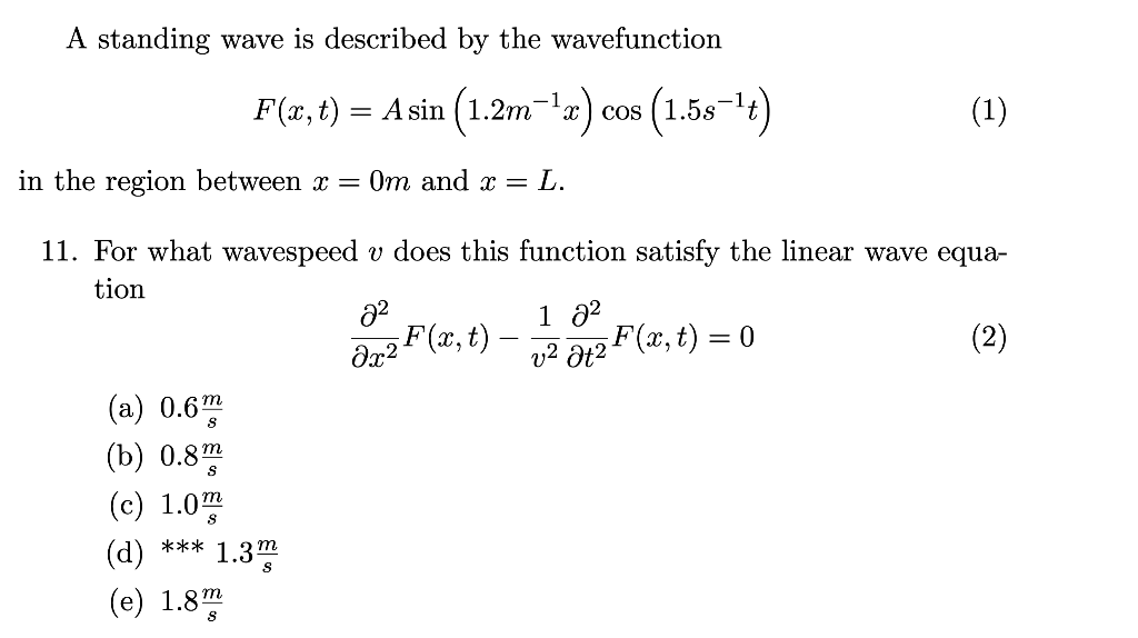 Solved A standing wave is described by the wavefunction | Chegg.com