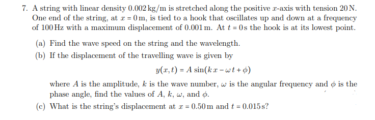 Solved 7. A string with linear density 0.002 kg/m is | Chegg.com