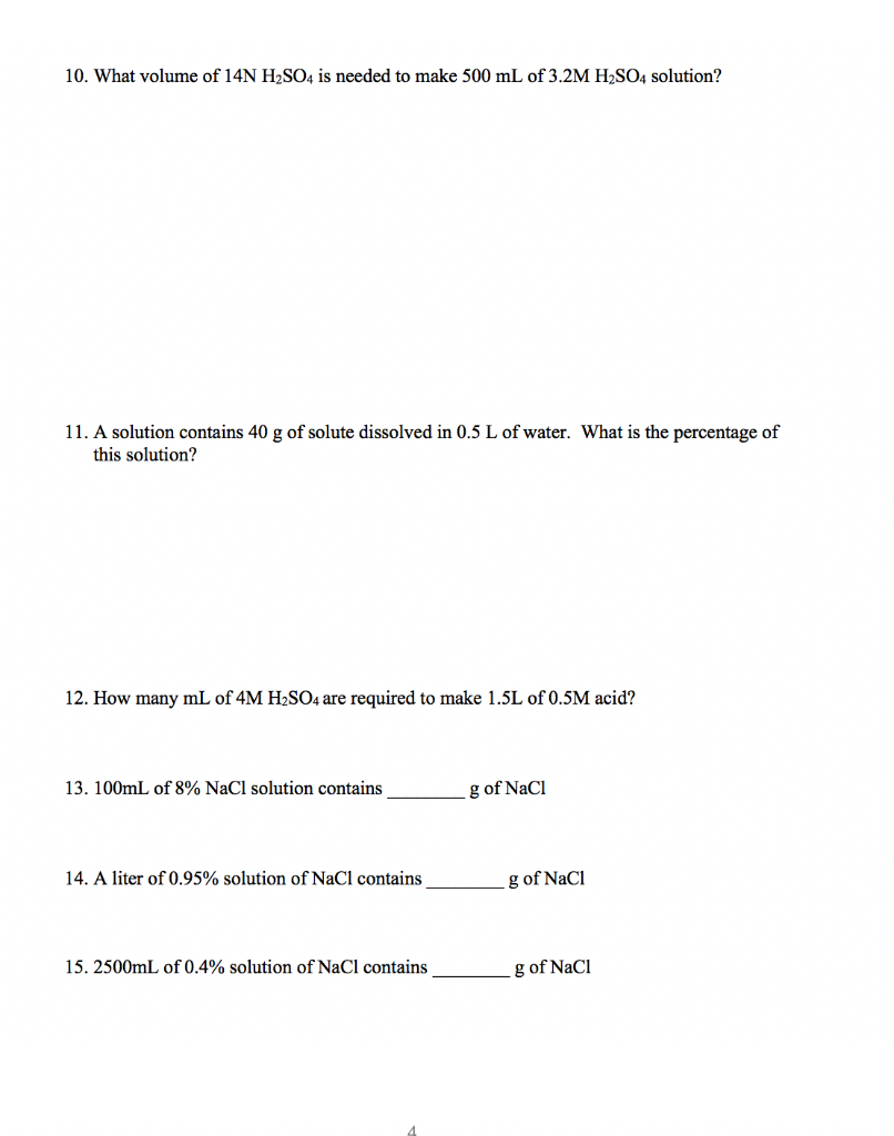 Solved 10. What volume of 14N H2SO4 is needed to make 500 mL | Chegg.com