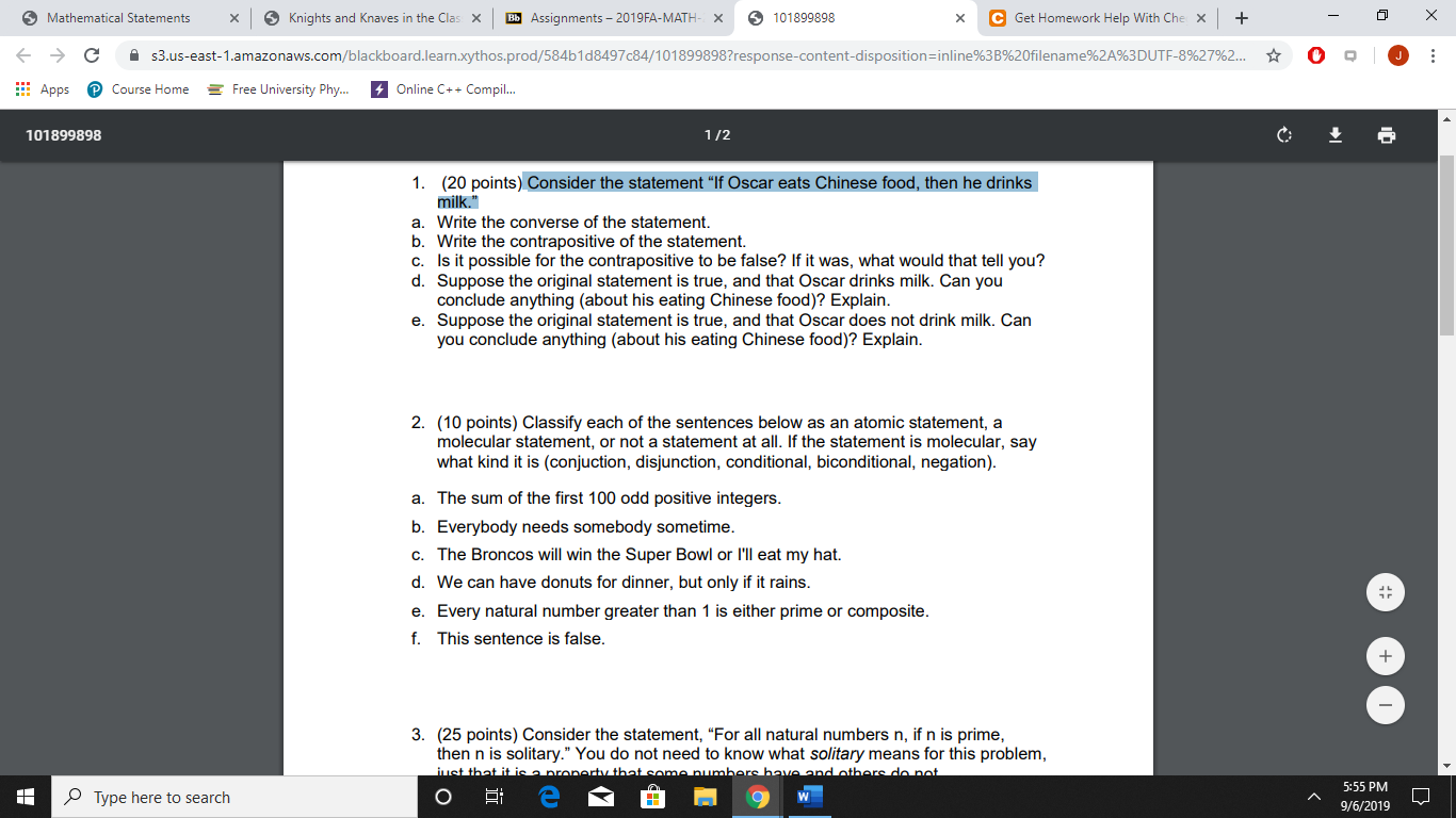 Solved: Mathematical Statements X Knights And Knaves In Th... | Chegg.com