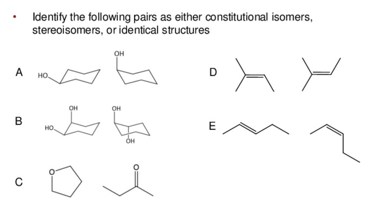 Solved Identify the following pairs as either constitutional | Chegg.com