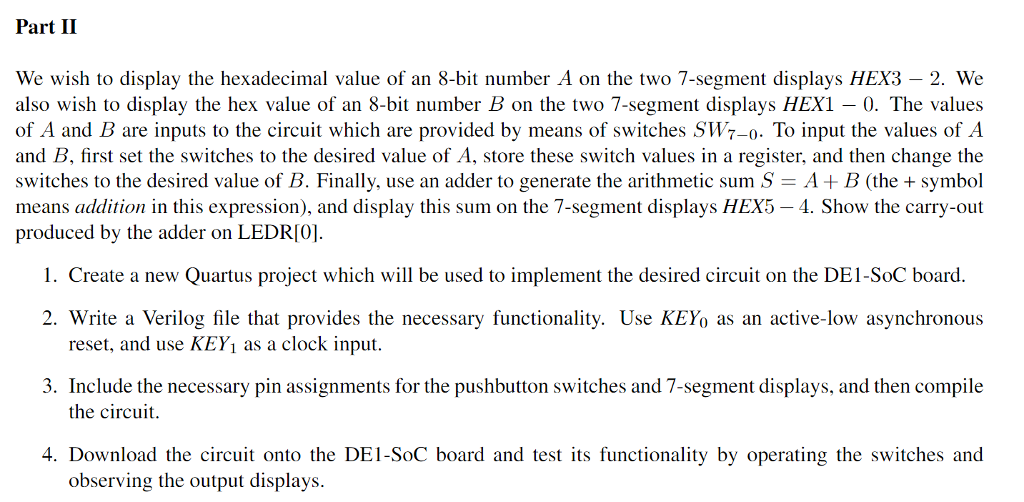 Part II We wish to display the hexadecimal value of | Chegg.com