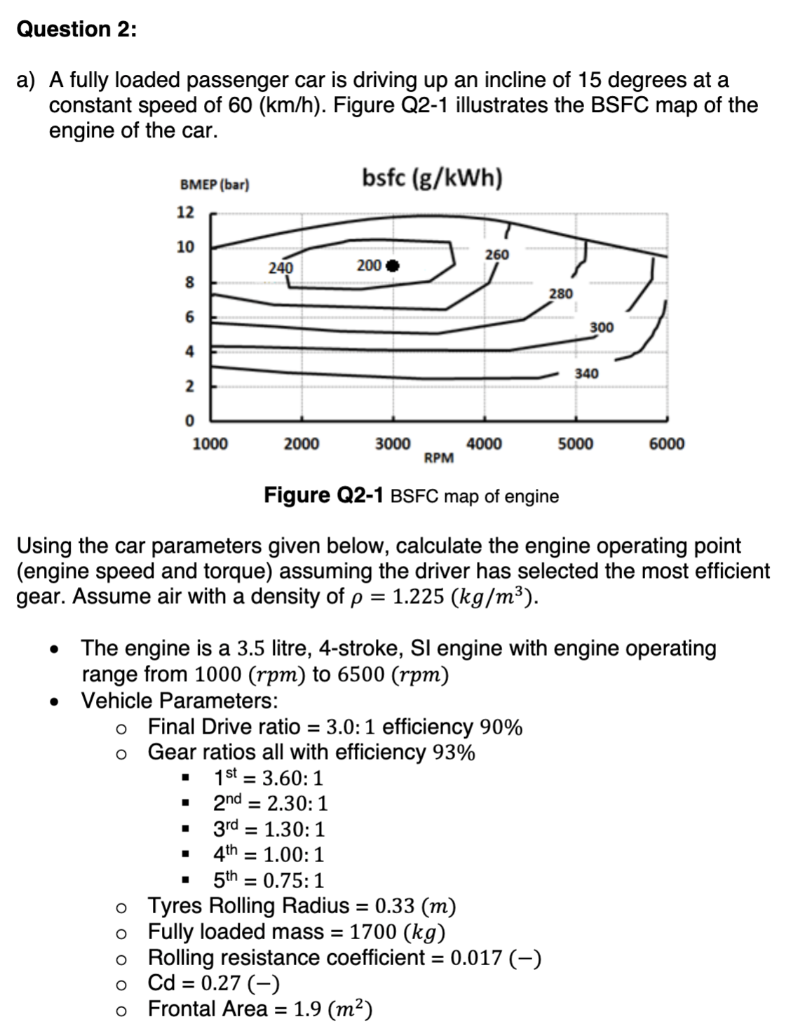 Solved a) A fully loaded passenger car is driving up an | Chegg.com