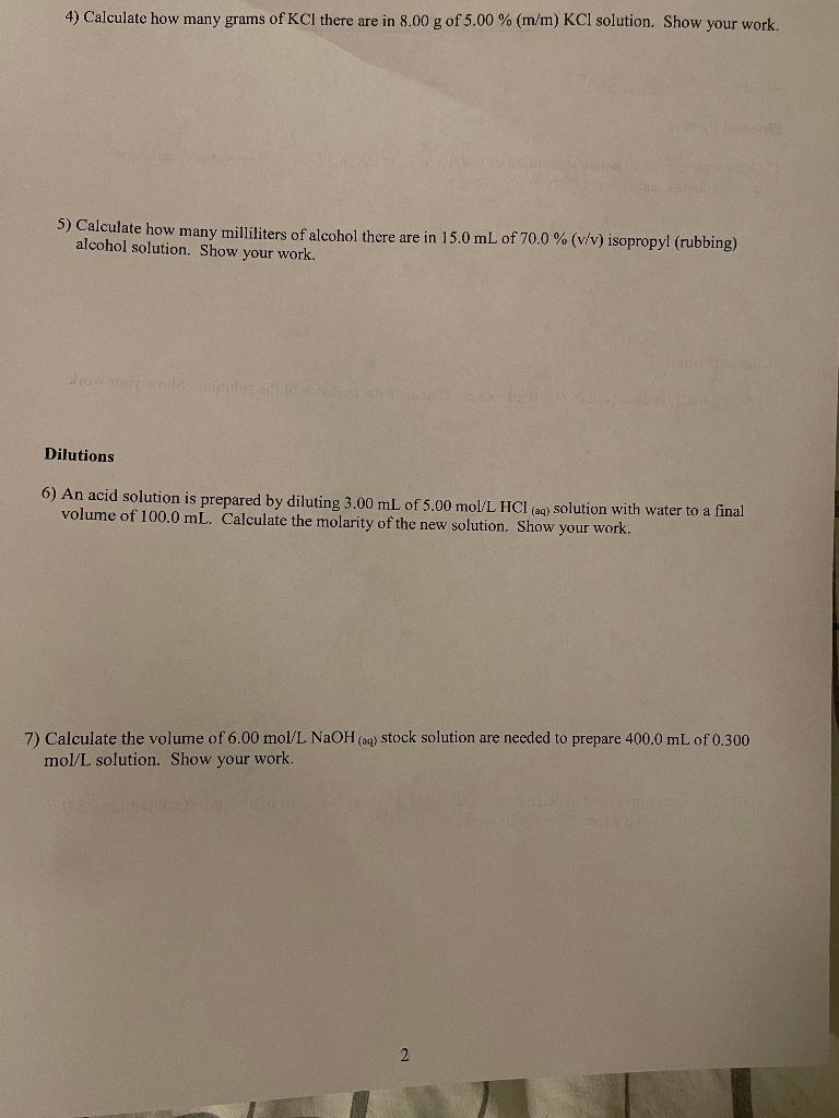 Solved 4) Calculate how many grams of KCl there are in 8.00 | Chegg.com