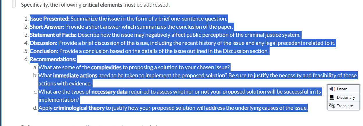 Solved Propose A Solution To The Specific Issue You Have 