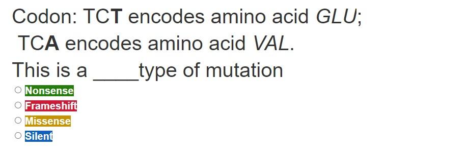 Solved Codon: TCT encodes amino acid GLU; TCA encodes amino | Chegg.com