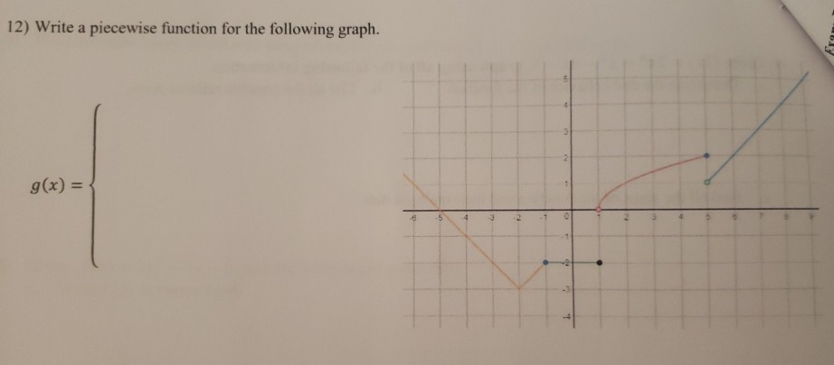Solved 12) Write a piecewise function for the following | Chegg.com