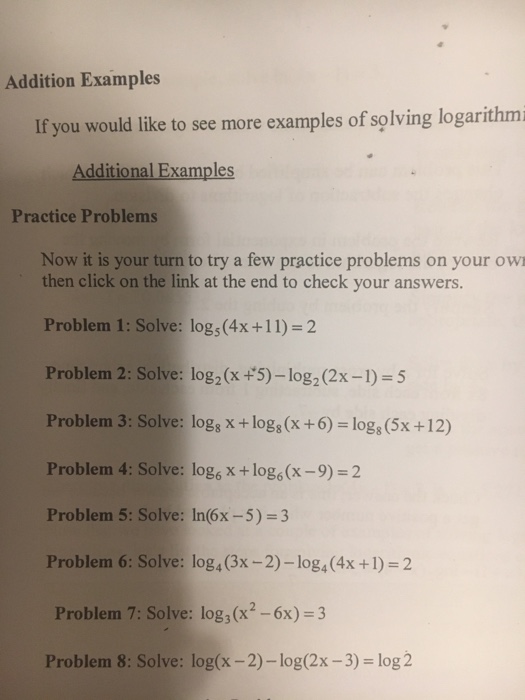 Solved Addition Examples If you would like to see more | Chegg.com
