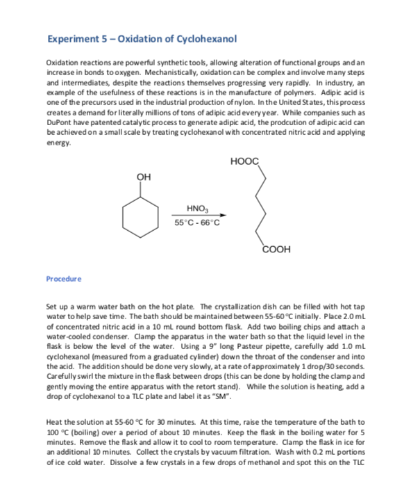 Solved Experiment 5 - Oxidation of Cyclohexanol Oxidation | Chegg.com