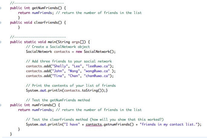 Solved Add a test harness to SocialNetwork. java to test | Chegg.com