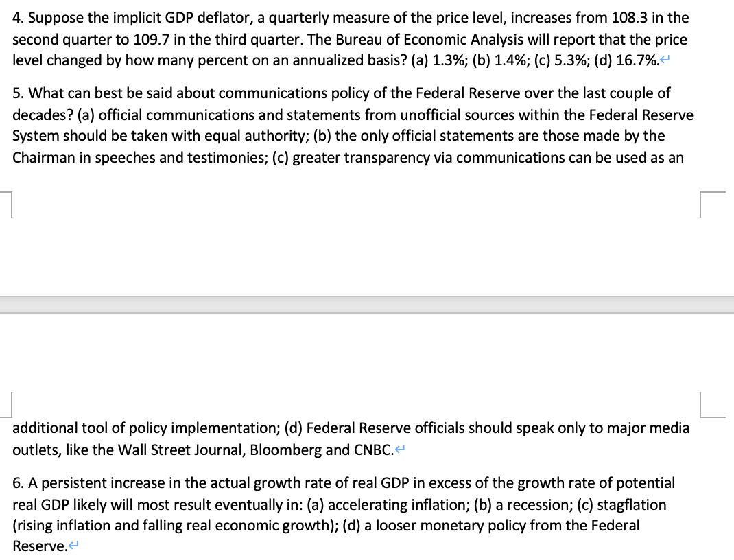 Solved 4. Suppose the implicit GDP deflator, a quarterly | Chegg.com
