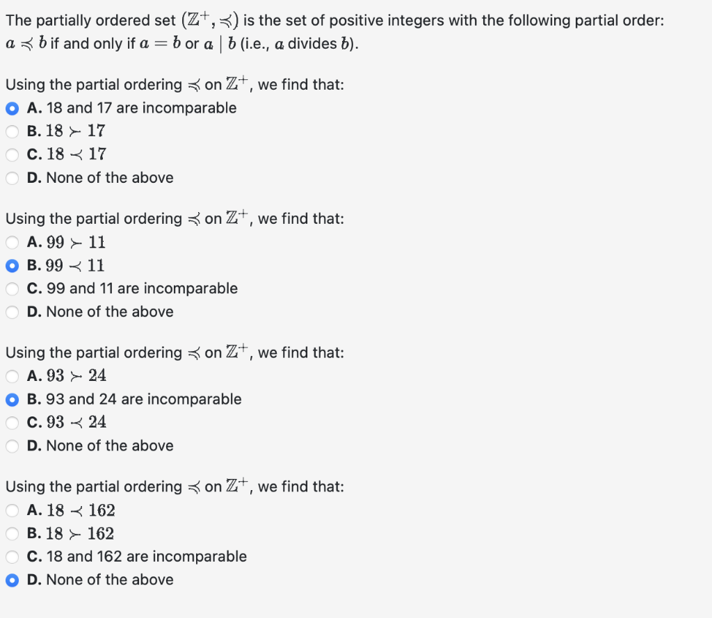 Solved The partially ordered set (Z+,≼) is the set of | Chegg.com