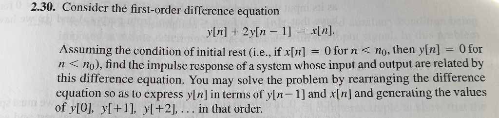 Solved 2.30. Consider the first-order difference equation | Chegg.com