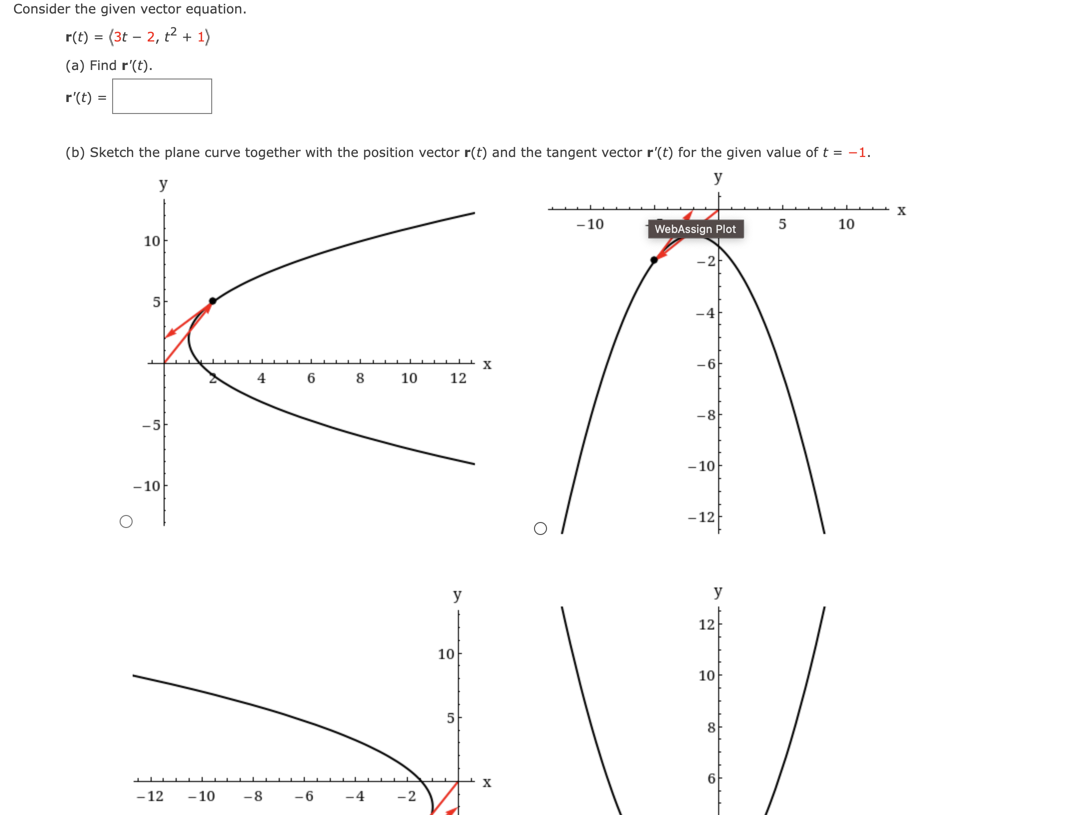 Solved Consider the given vector equation. r(t)= 3t−2,t2+1 | Chegg.com