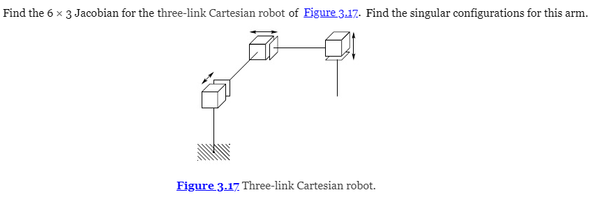 Solved Find the 6 x 3 Jacobian for the three-link Cartesian | Chegg.com