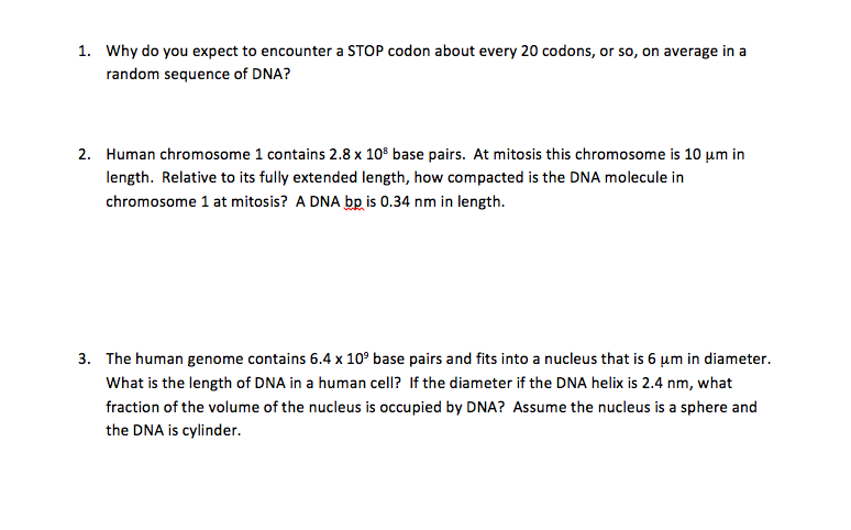 Solved 1. Why do you expect to encounter a STOP codon about | Chegg.com