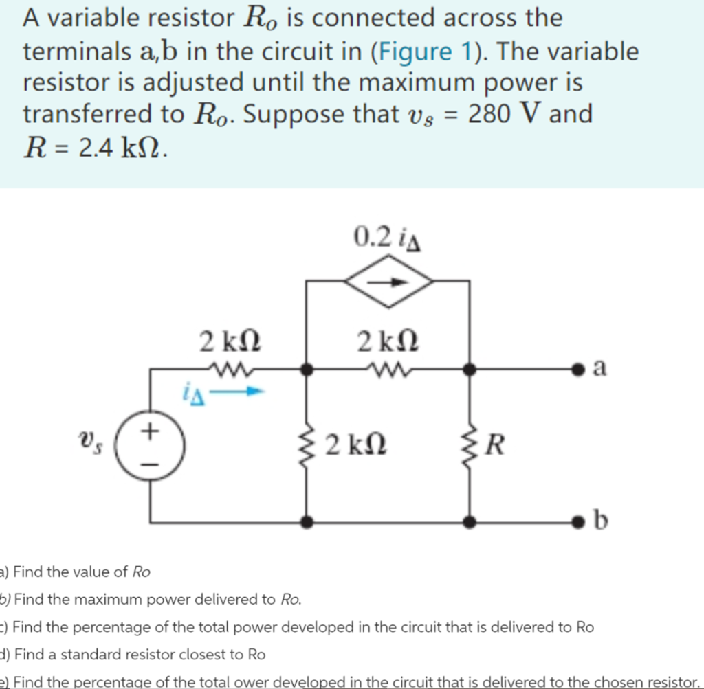 Solved A variable resistor R, is connected across the | Chegg.com