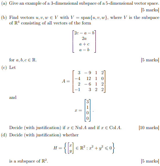 Solved Give an example of a 3-dimensional subspace of a | Chegg.com